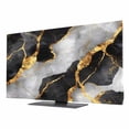Abstract Art TV Dust Cover 50 Inch, Gold Black Gradient Marbling Water ...