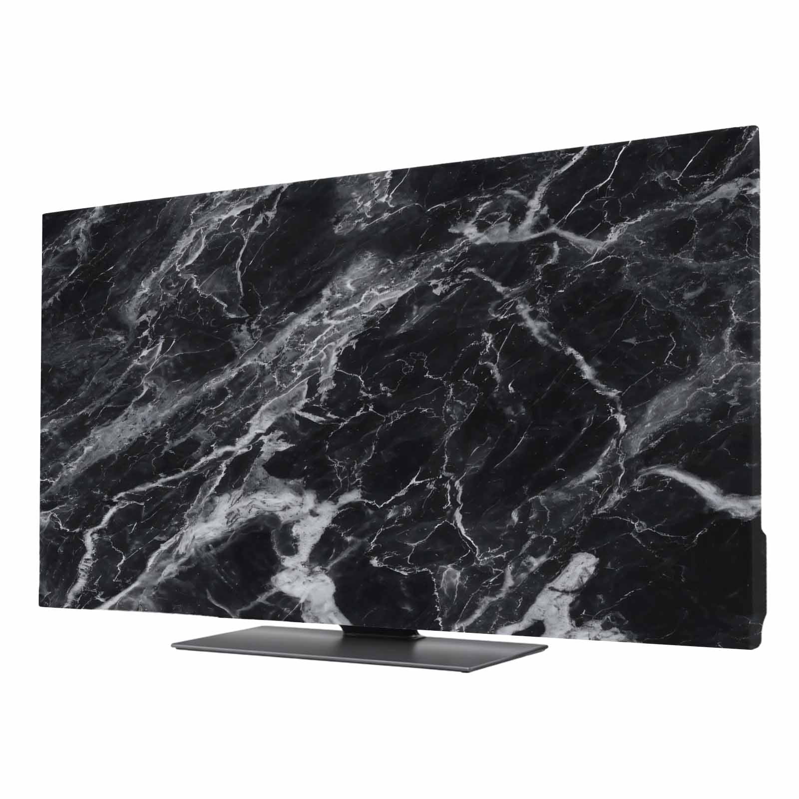 Abstract Art TV Dust Cover 85 Inch, Dark Black Marble Texture Modern ...