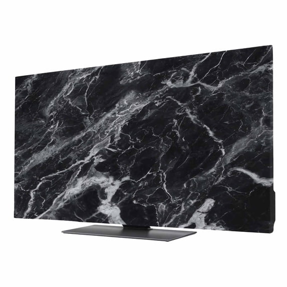 Abstract Art TV Dust Cover 85 Inch, Dark Black Marble Texture Modern ...