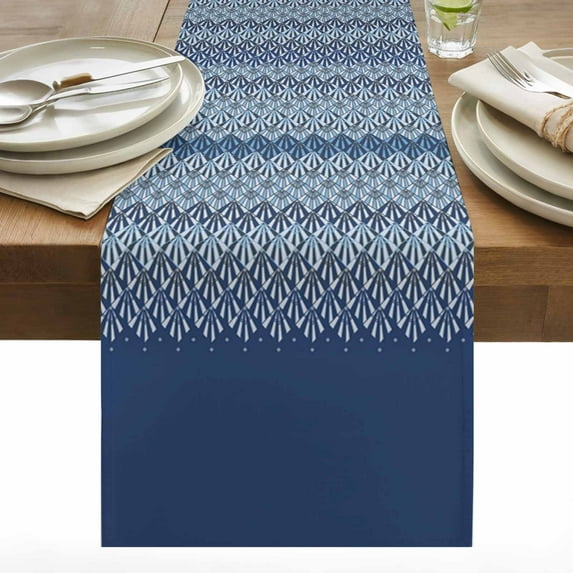 Abstract Art Table Runner 13x108 inch Blue Diamond Gradient Ombre ...