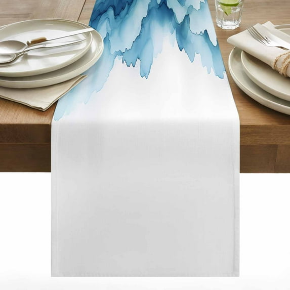 Abstract Art Table Runner 13x120 inch Gradient Watercolor Blue ...