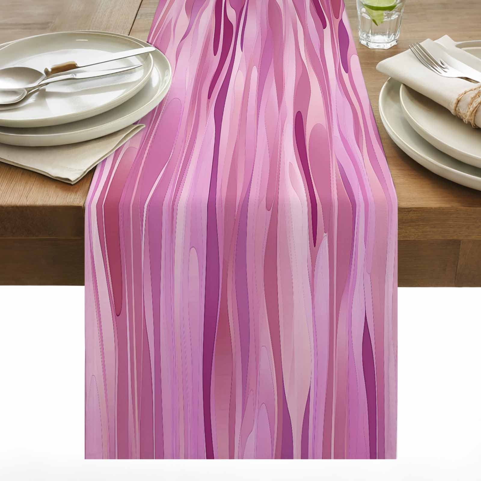 Abstract Art Table Runner 13x60 inch Impressionist Theme Pink Water ...