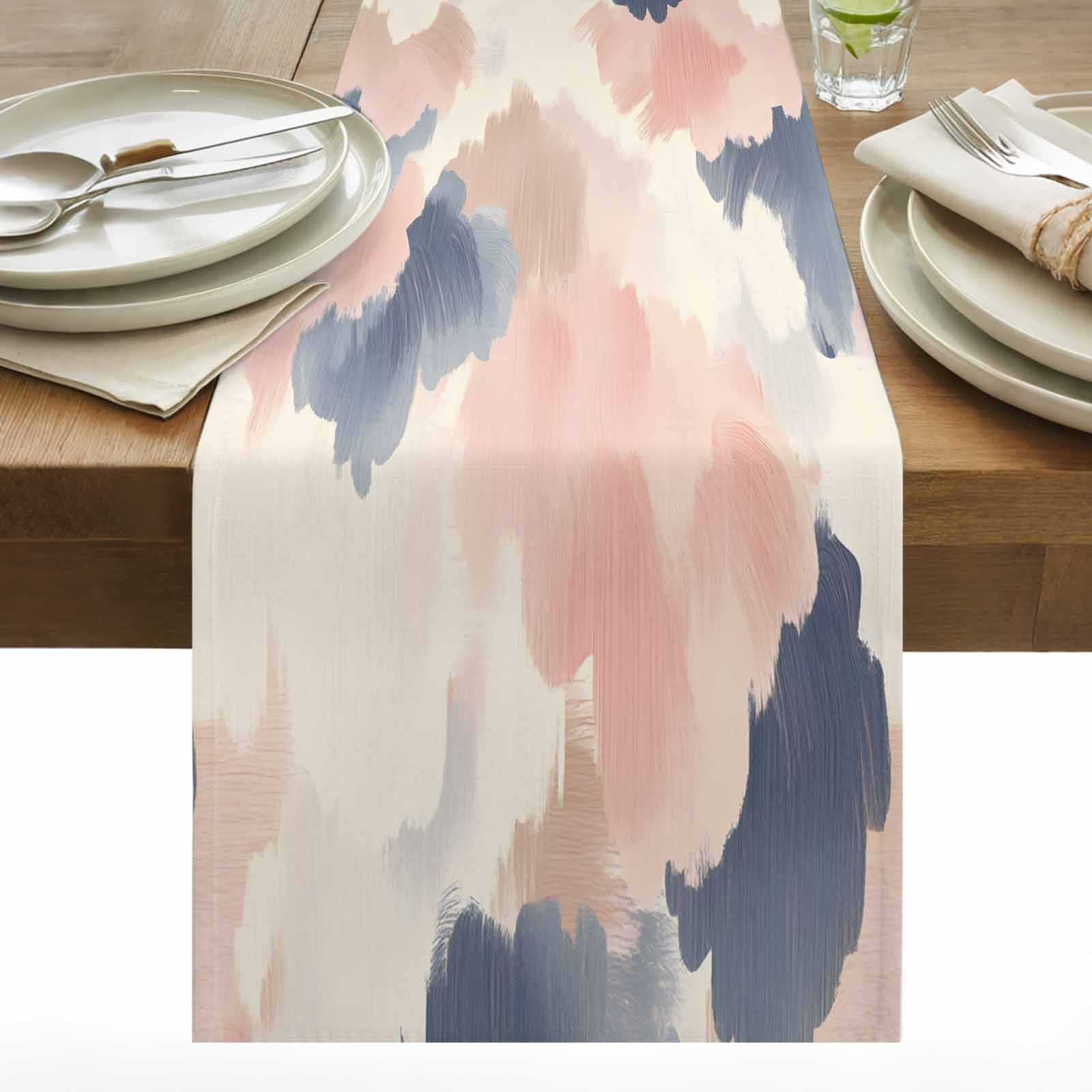 Abstract Art Table Runner 13x60 inch Modernism Gradient Pink Blue Color ...