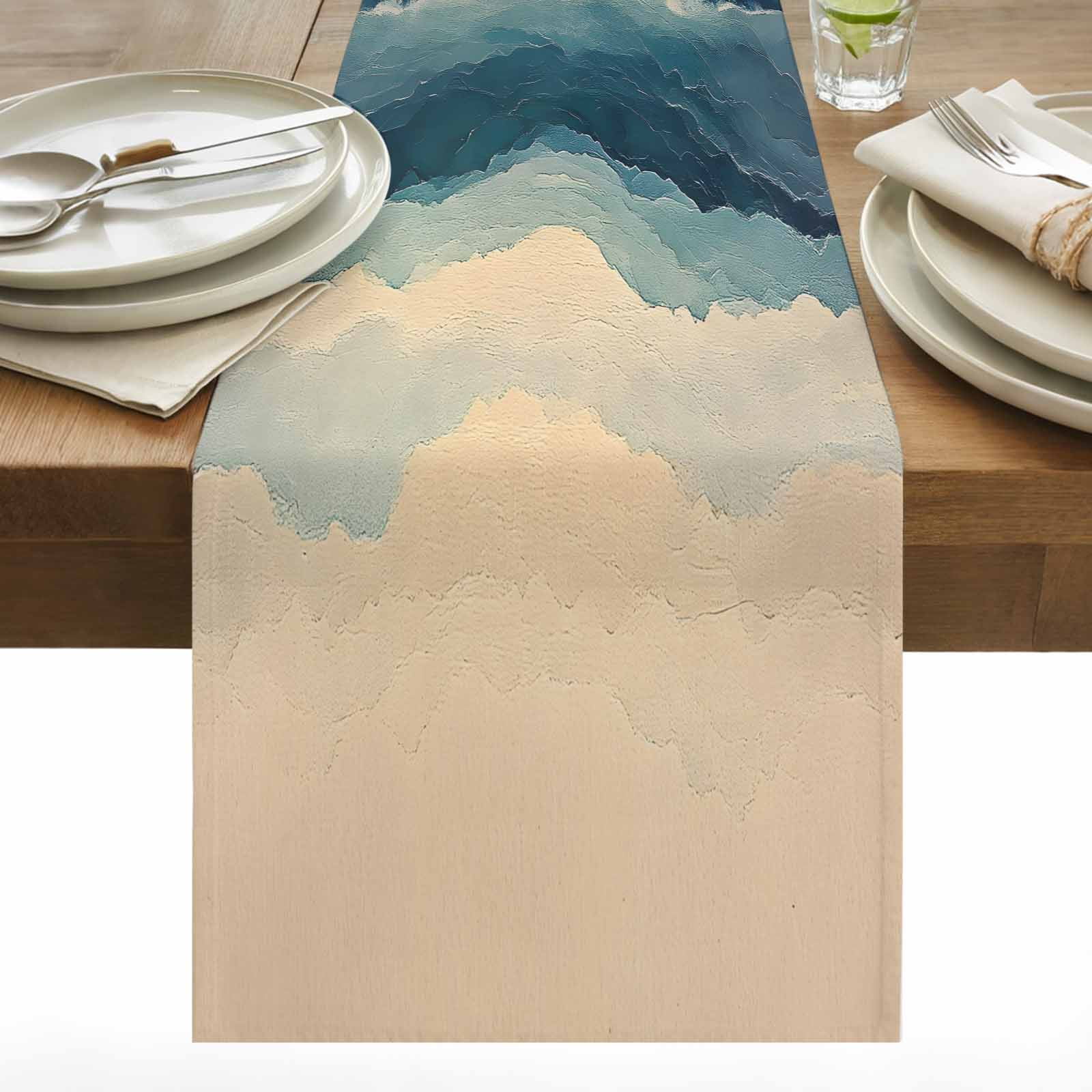 Abstract Art Table Runner 13x90 inch Modern Yellow Green Gradient ...