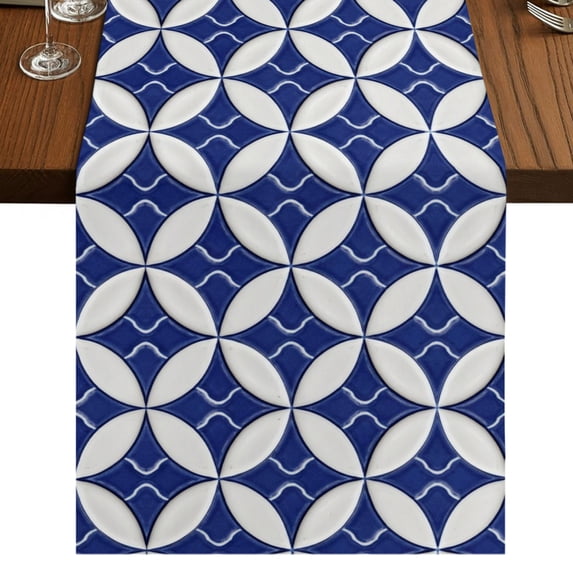 Abstract Art Table Runner 72 Inches Long, Geometric Medieval Circular ...