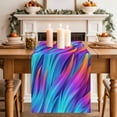 Abstract Art Table Runner, Blue Purple Yellow Gradient Flame Texture ...