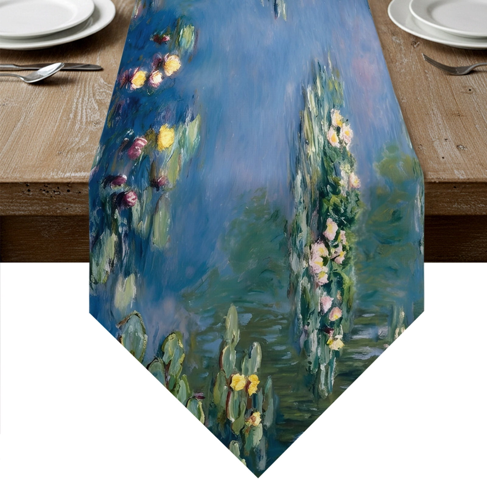 Abstract Art Table Runner Linen Burlap Table Runner 72 Inches Long ...
