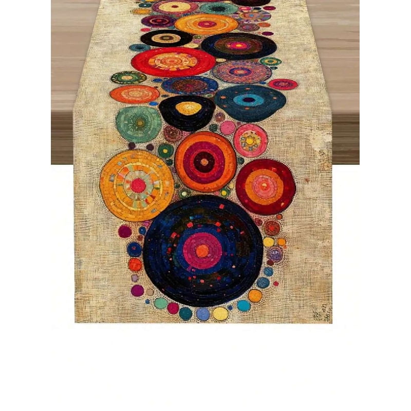 Abstract Art Table Runner - Vibrant Swirl Pattern, Digital Print For ...