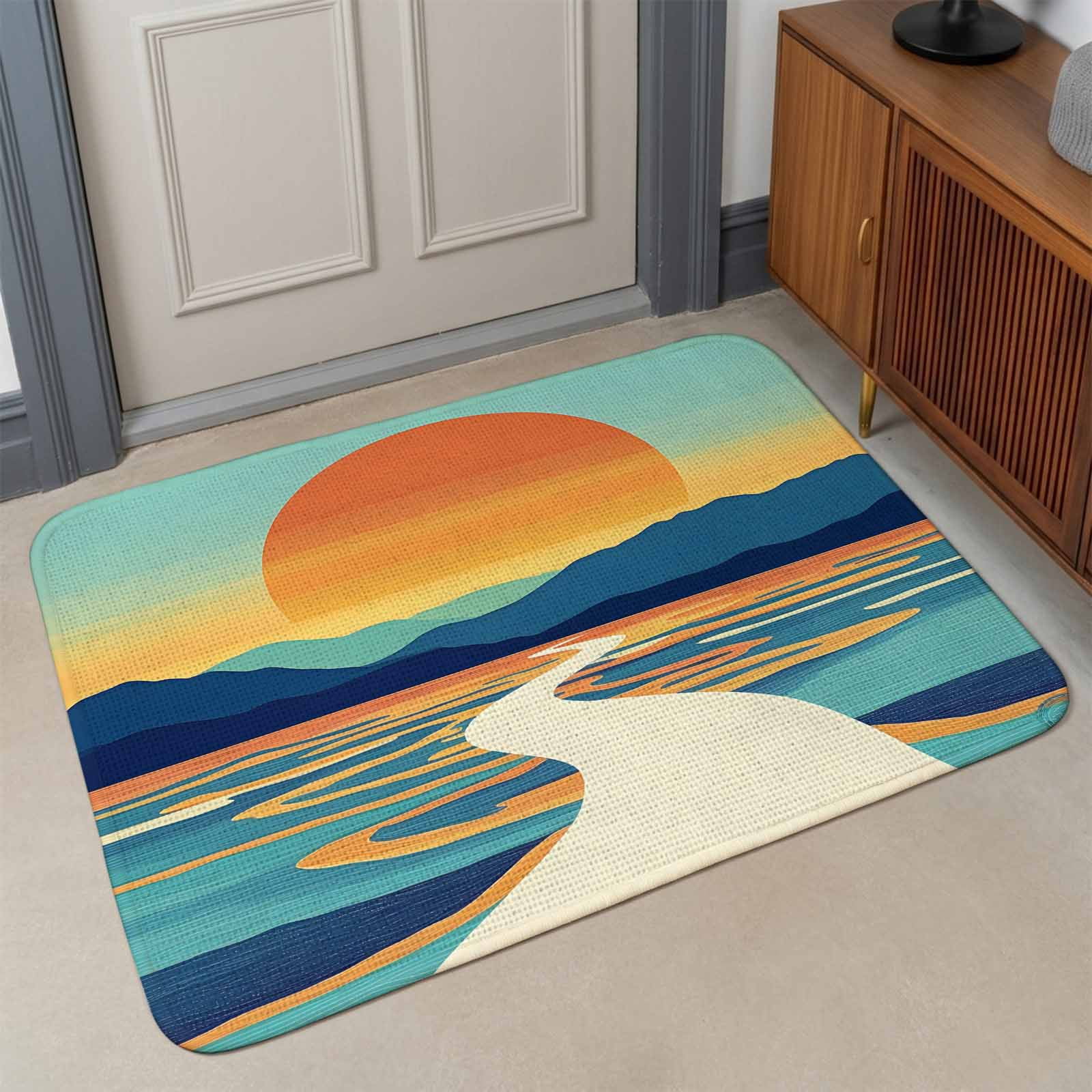 Abstract Art Texture Art Sun Front Door Mat Indoor Entrance, Absorbent ...