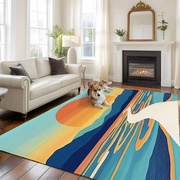 Abstract Art Texture Art Sun Large Area Rugs 5x8 ft Washable Rug Non ...