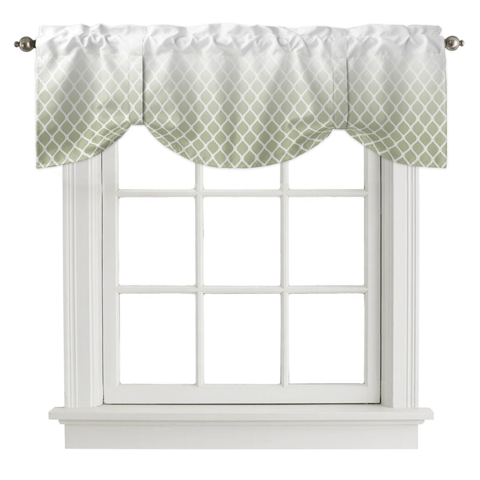 Abstract Art Tie Up Valance Curtains Classic Green Line Gradient ...