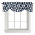 Abstract Art Tie Up Valance Curtains Modern Diamond Patterns Blue White ...