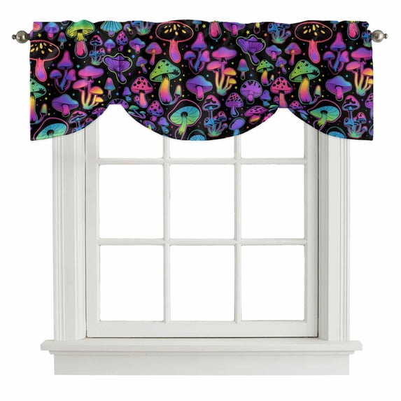 Abstract Art Tie Up Valance Curtains Purple Green Gradient Decoration ...