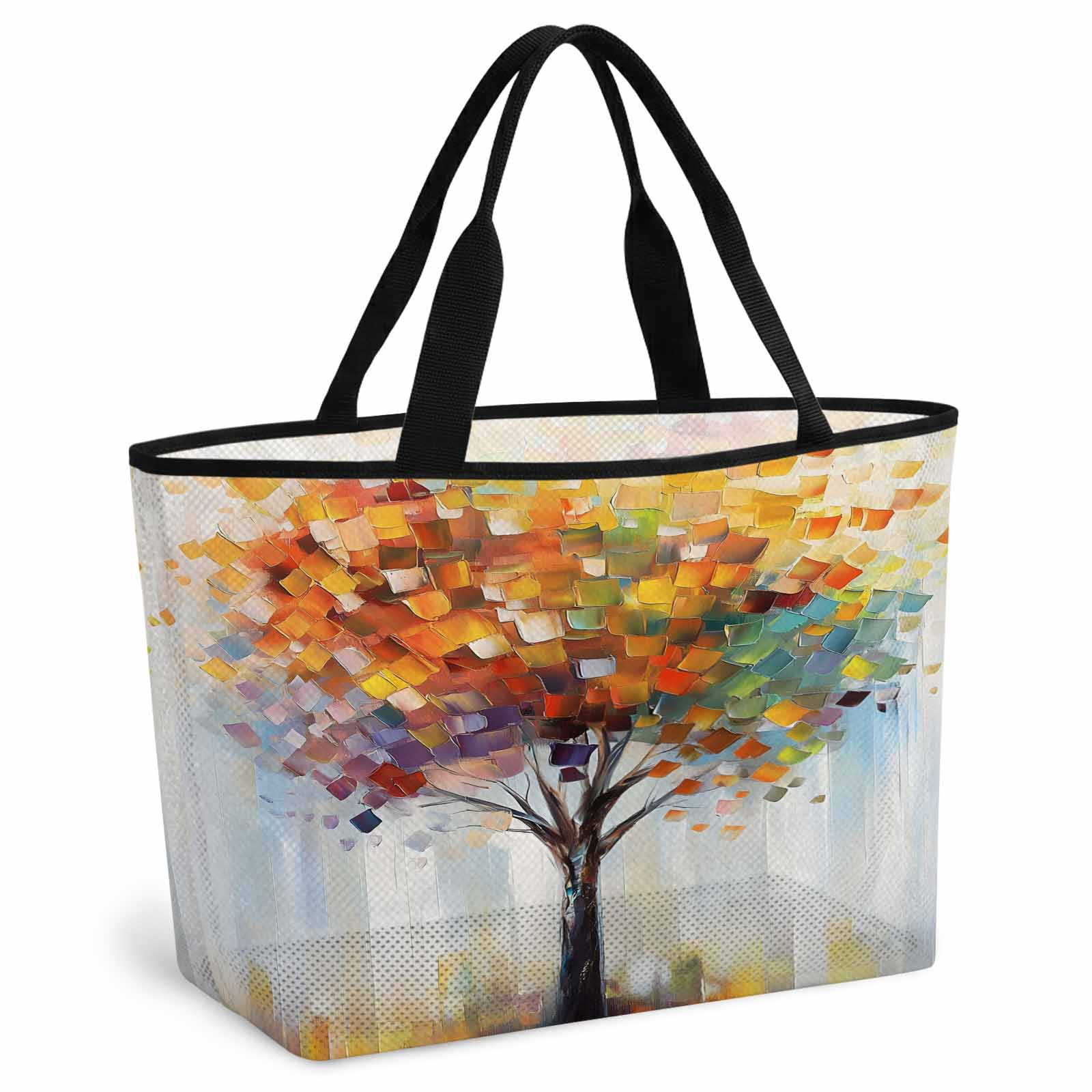 Abstract Art Tree Beach Bag for Women, Large Breathable Mesh Beach Tote ...