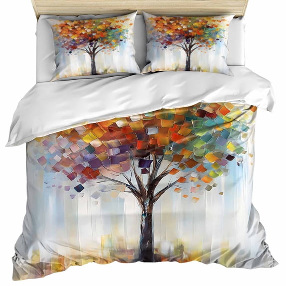 Abstract Art Tree Bedding 3 Piece Duvet Cover Set Full Size, Modern ...