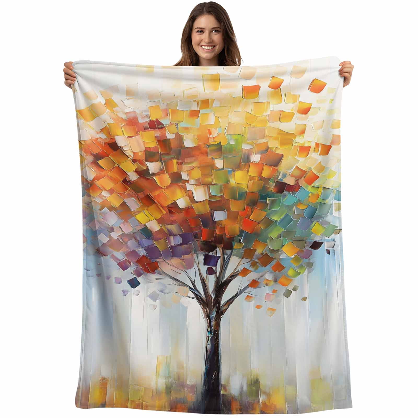 Abstract Art Tree Blanket Soft Cozy Warm Throw Blanket for Couch, Plush ...