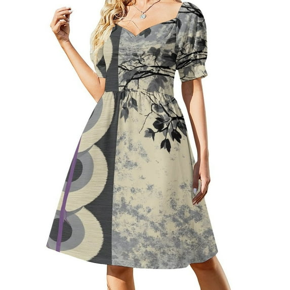Abstract Art Tree Circles Design Short Sleeve Dress Clothes Women's ...