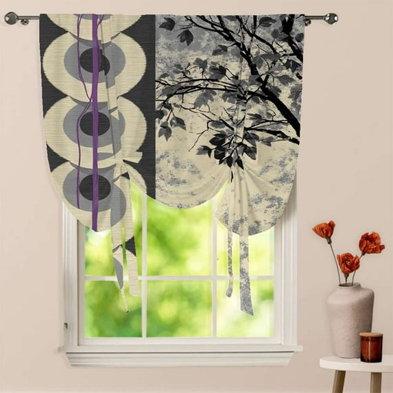 Abstract Art Tree Circles Design Window Curtain for Living Room Roman ...