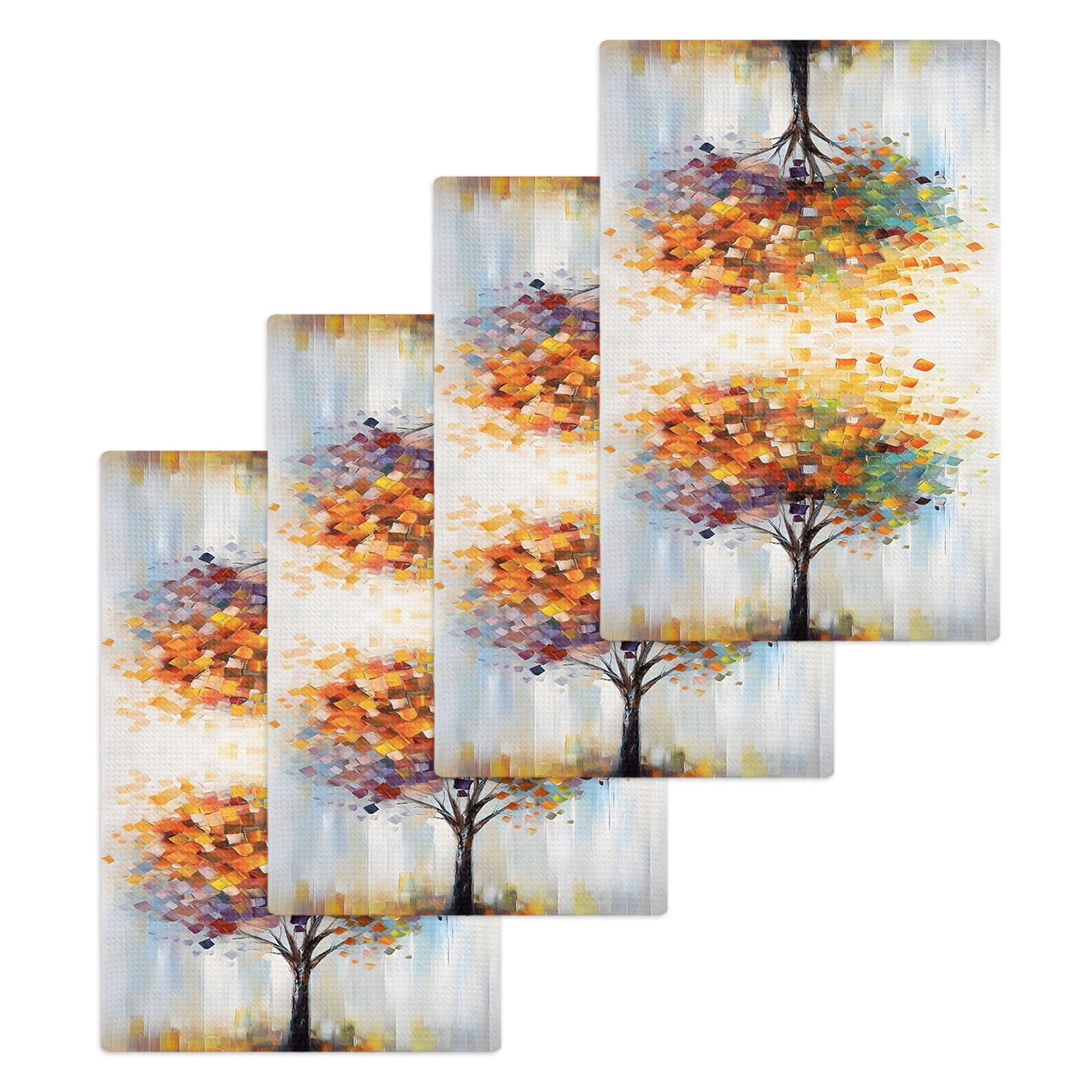 Abstract Art Tree Kitchen Dish Towels for Drying Dishes Set of 4 ...