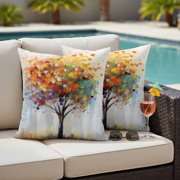Abstract Art Tree Outdoor Pillow Covers 26x26 Inch Throw Pillow Covers ...