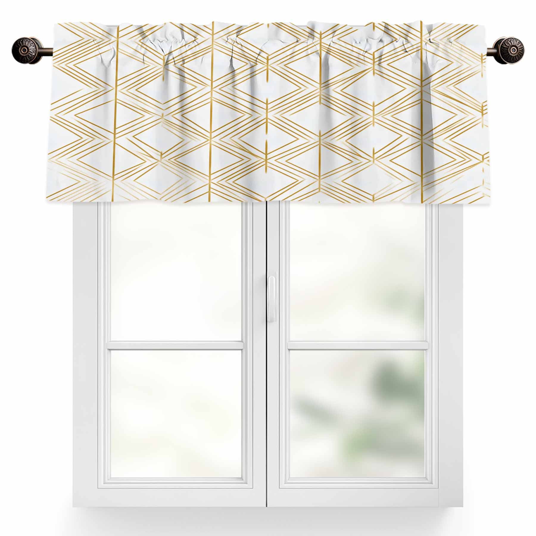 Abstract Art Valances for Windows, 42 x 18in, Golden Lines Minimalist ...
