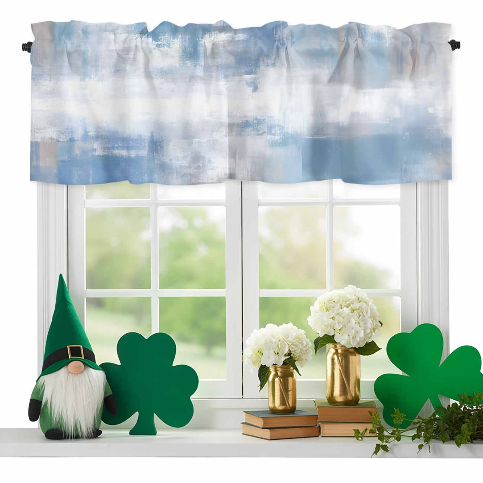 Abstract Art Valances for Windows, Blue White Brown Color Block ...