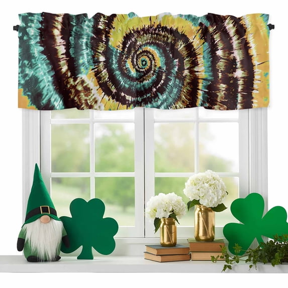 Abstract Art Valances for Windows, Brown Yellow Green Tie-Dye Art ...
