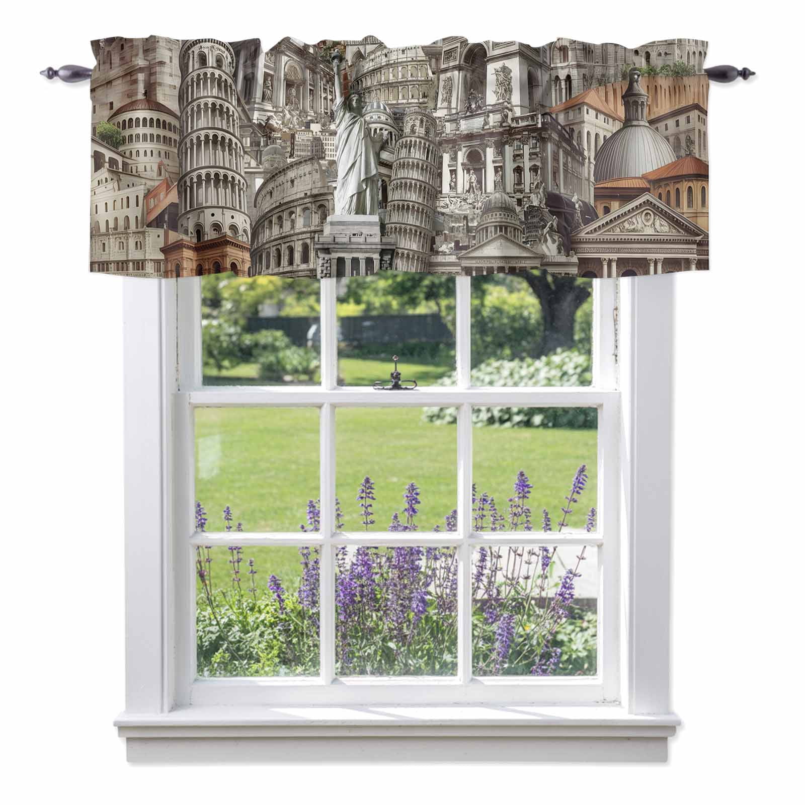 Abstract Art Valances for Windows, Classical World-famous Buildings ...