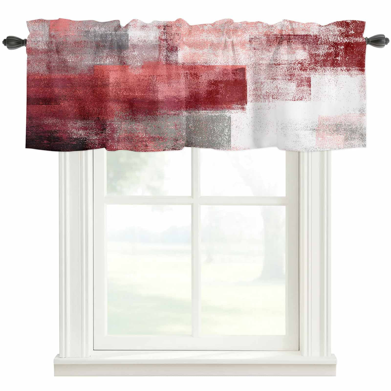 Abstract Art Valances for Windows Gradient Red Vintage Minimalist Style ...