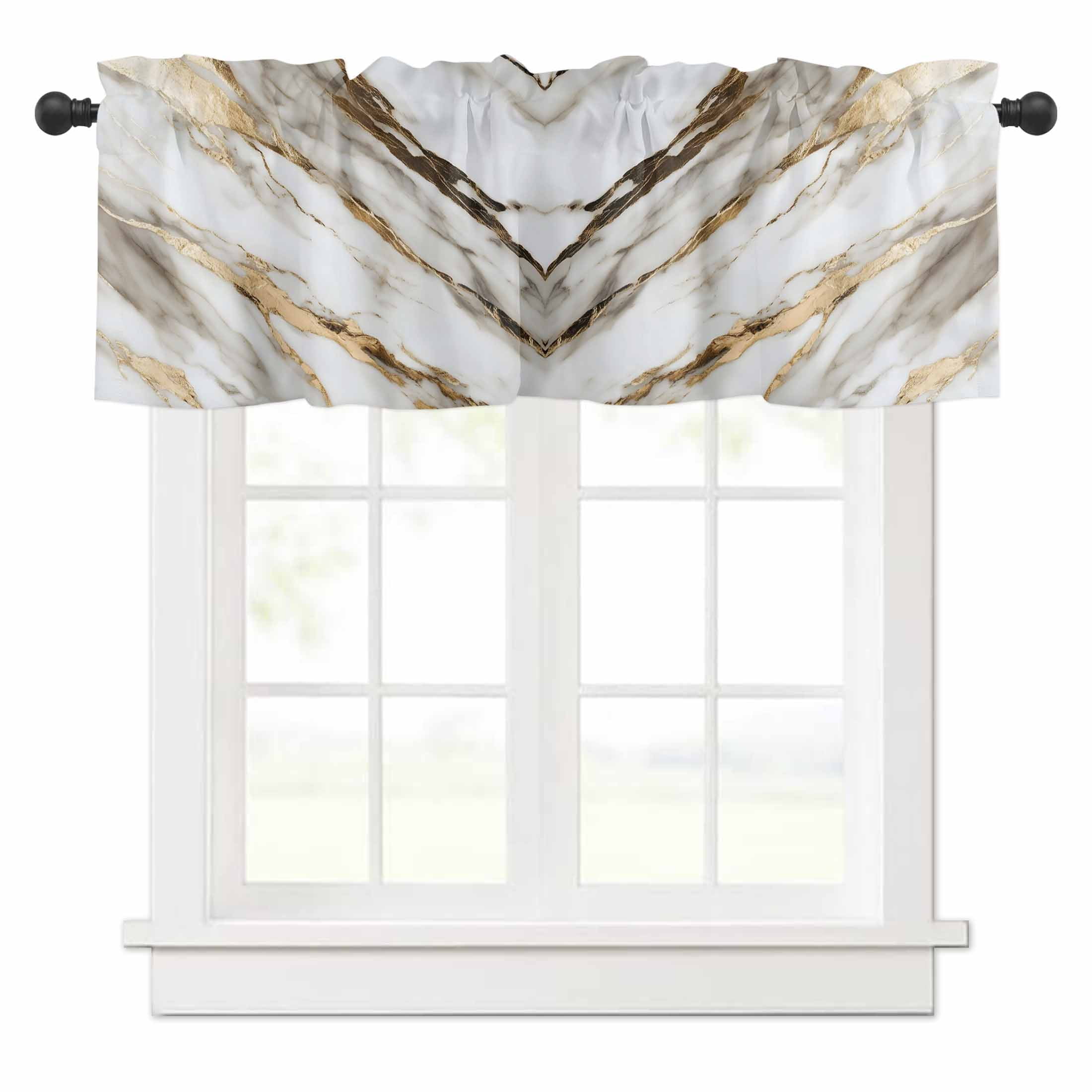 Abstract Art Valances for Windows Marble Texture White Gold Crack Stone ...