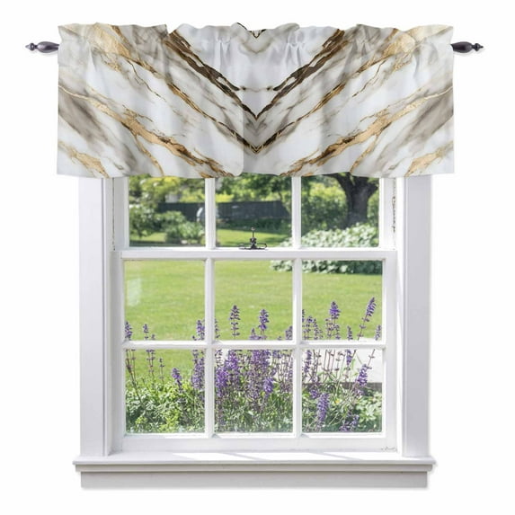Abstract Art Valances for Windows, Marble Texture White Gold Crack ...