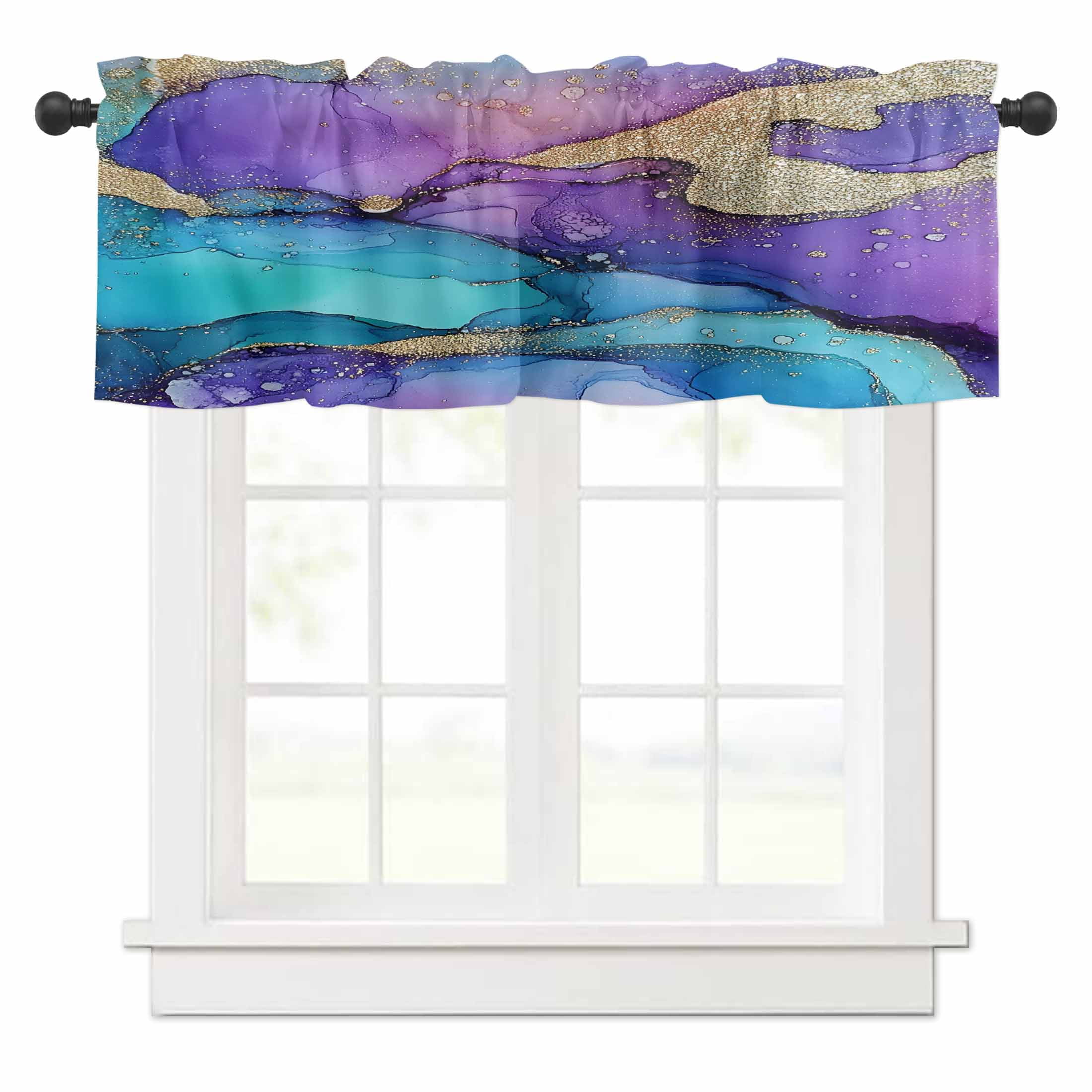 Abstract Art Valances for Windows Purple Gold Gradient Marble Texture ...
