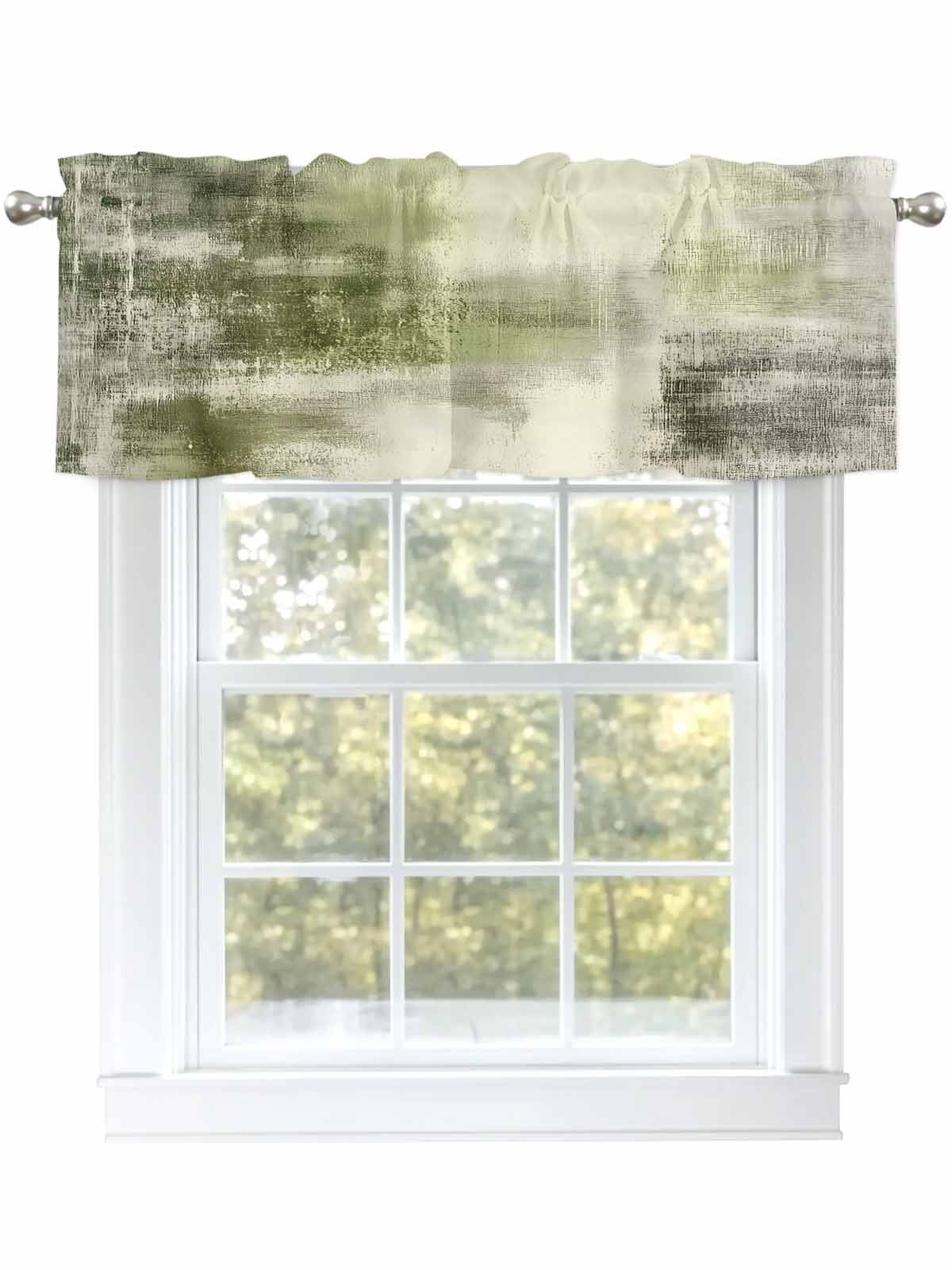 Abstract Art Valances for Windows Sage Green Retro Oil Painting Texture ...