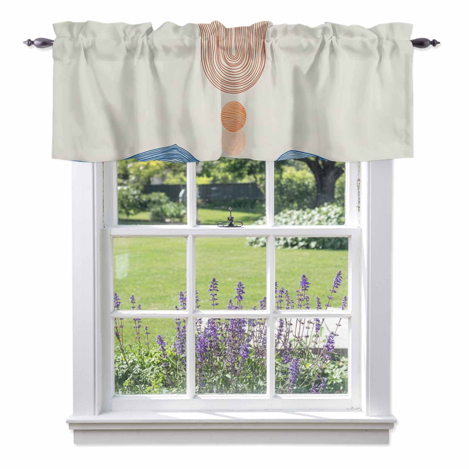Abstract Art Valances for Windows Sunset Orange Blue Line Modern ...