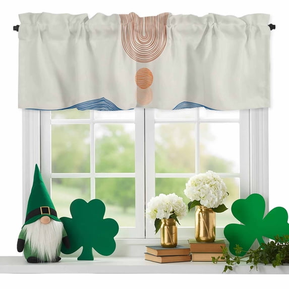 Abstract Art Valances for Windows, Sunset Orange Blue Line Modern ...