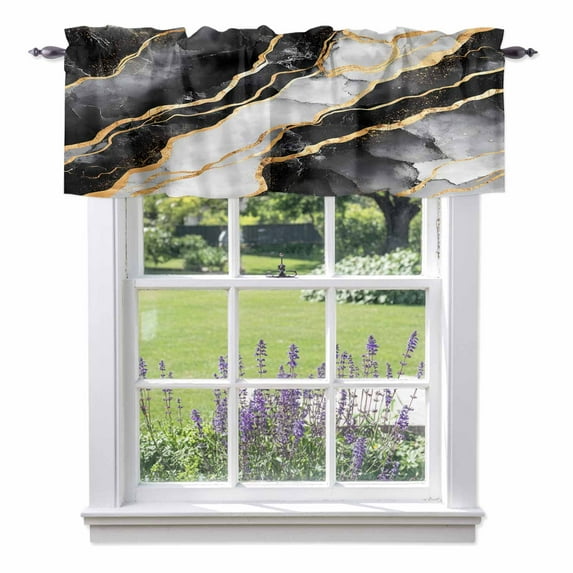 Abstract Art Valances for Windows, White Black Gradient Marbling Water ...