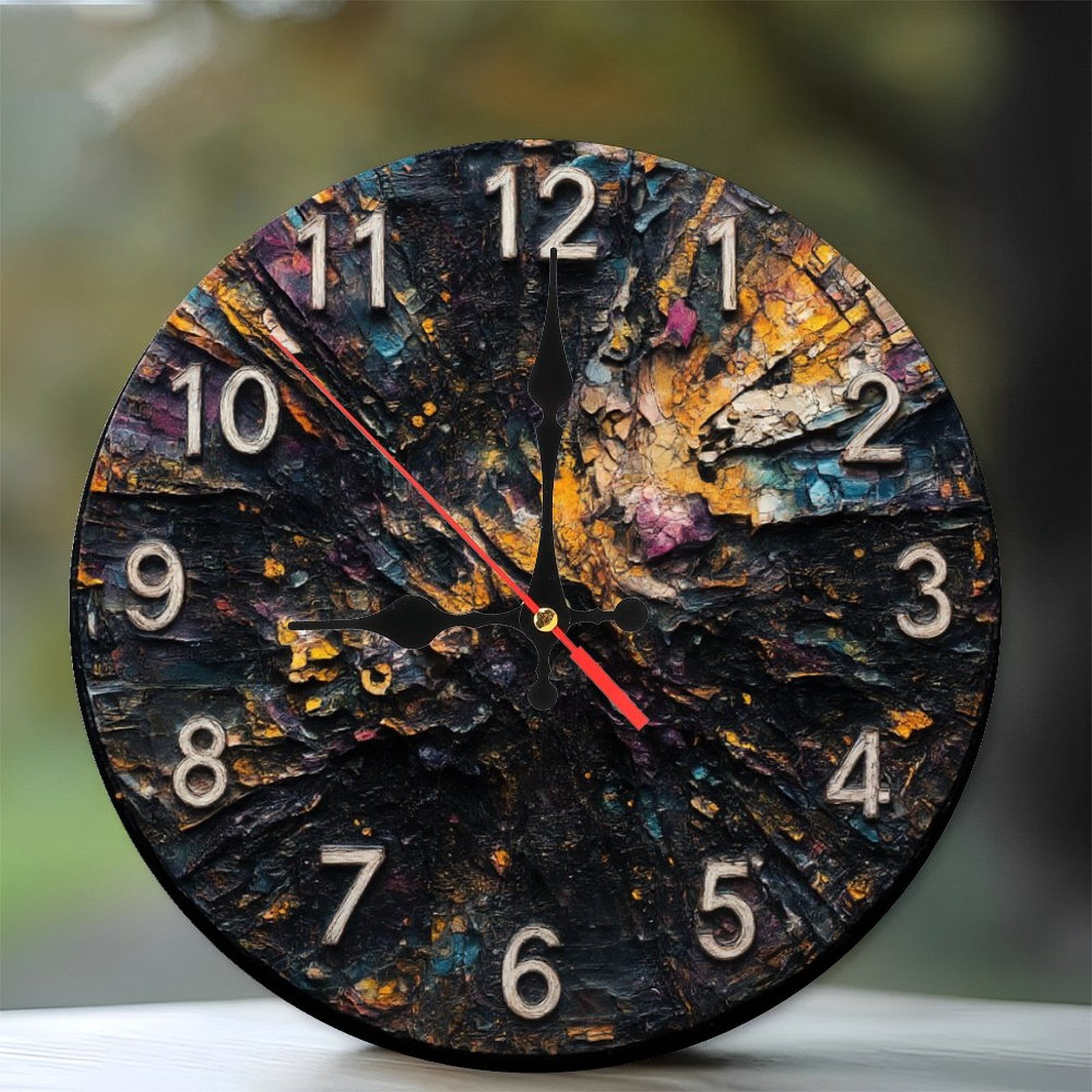 Abstract Art Wall Clock Home Decor Textured Painting 10-Inch Silent ...