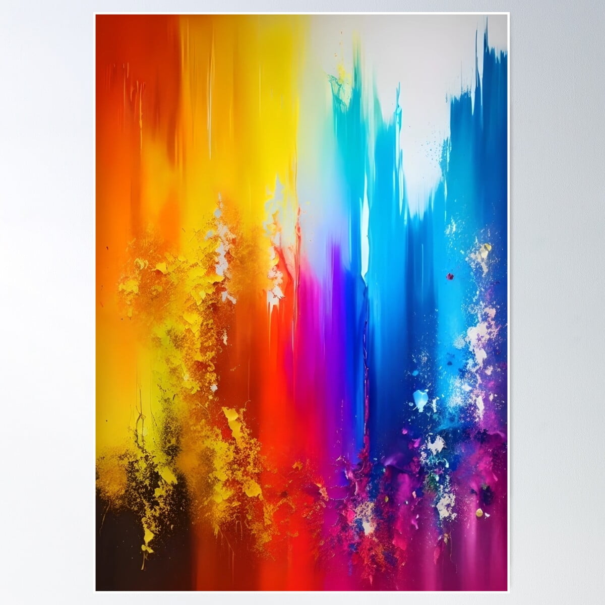 Abstract Art Warm Colors And Cold Colors Poster Wall Art, Modern Wall ...