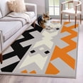 Abstract Art Washable Area Rug 2.7x5 Blue Black Orange Line Simple Gray ...