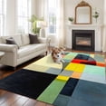 Abstract Art Washable Area Rug 5x7 Simple Color Block Collage Art ...