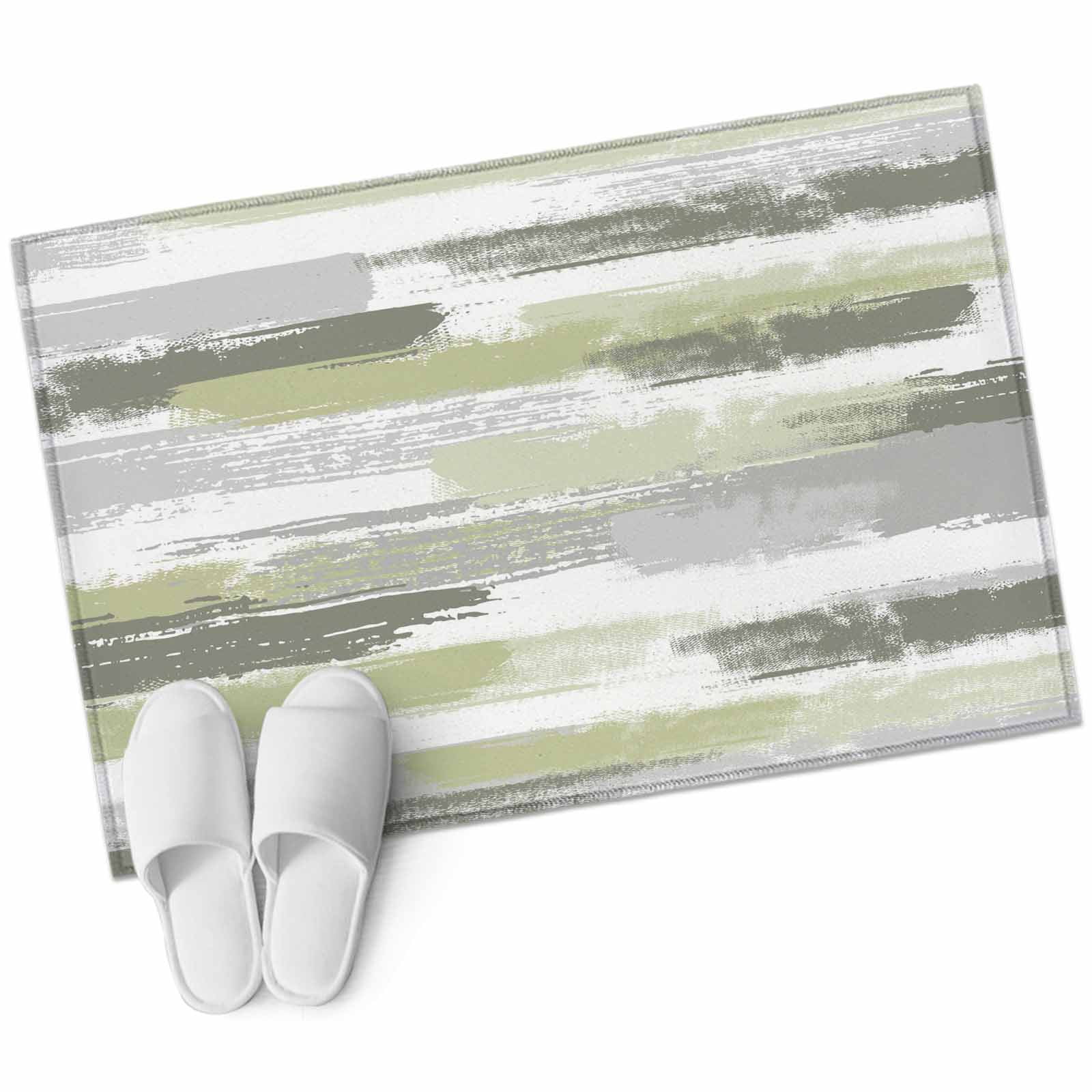 Abstract Art Washable Area Rug 2x3 ft Green Gray Mottled Color Block ...