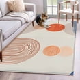 Abstract Art Washable Area Rugs 4'x6', Sunset Orange Blue Line Circle ...