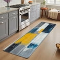 Abstract Art Washable Runner Rug 2X5 ft Yellow Grey Gradient Modern Art ...