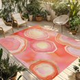 Abstract Art Water Ripple Outdoor Rug, Pink Marble Pattern Non-Slip ...