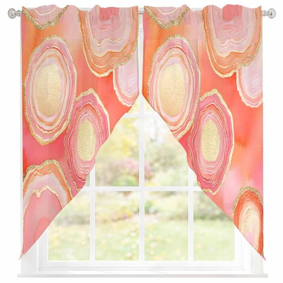Abstract Art Water Ripple Sheer Curtains Swag Valances for Windows Pink ...