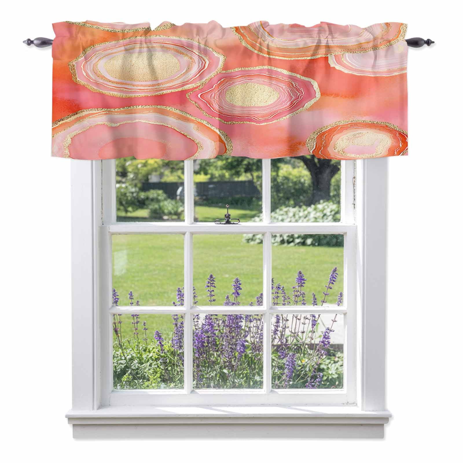 Abstract Art Water Ripple Valances for Windows, Pink Marble Pattern ...