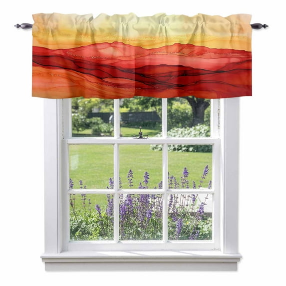 Abstract Art Watercolor Red Sunshine Valances for Windows, Valance ...