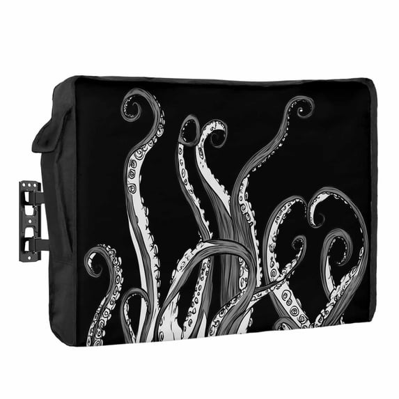 Abstract Art Waterproof Outdoor TV Cover, Black Octopus Tentacles Ocean ...