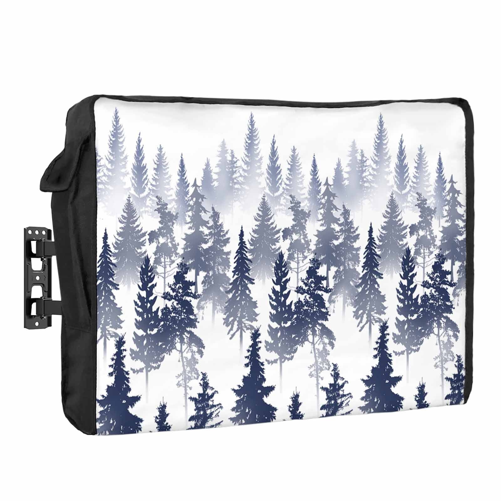 Abstract Art Waterproof Outdoor TV Cover, Silhouette Dark Blue Forest ...