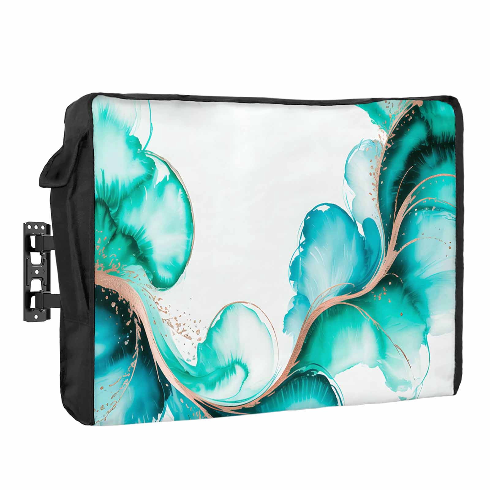 Abstract Art Waterproof Outdoor TV Cover, Watercolor Green Water Wave ...